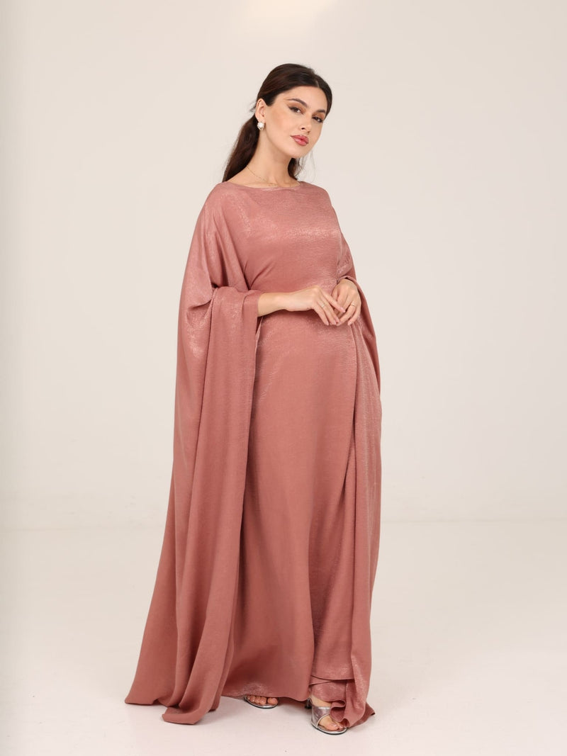 Mira Butterfly Rose Pink Velvet Silk Dress