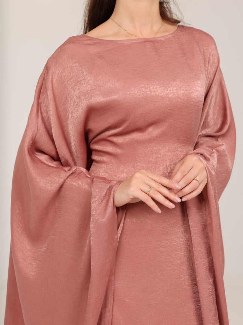 Mira Butterfly Rose Pink Velvet Silk Dress