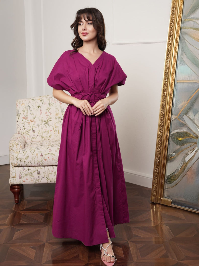 Molly Plum Poplin Long Dress