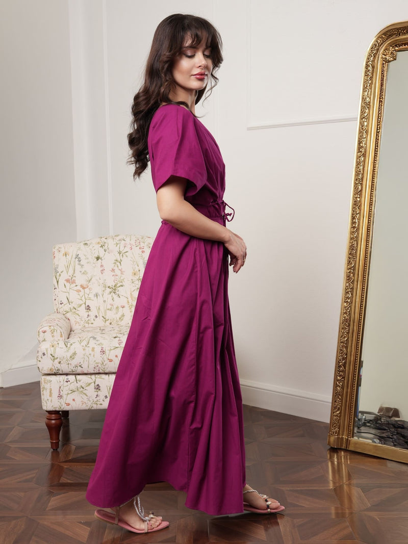 Molly Plum Poplin Long Dress