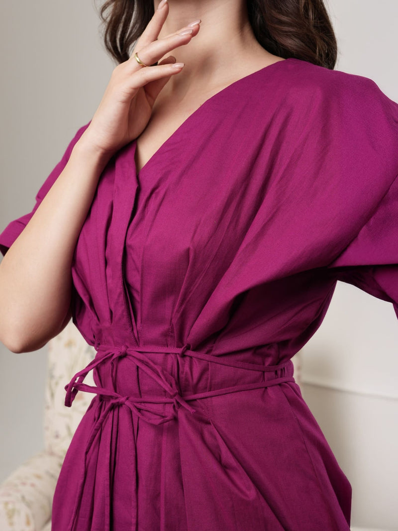 Molly Plum Poplin Long Dress