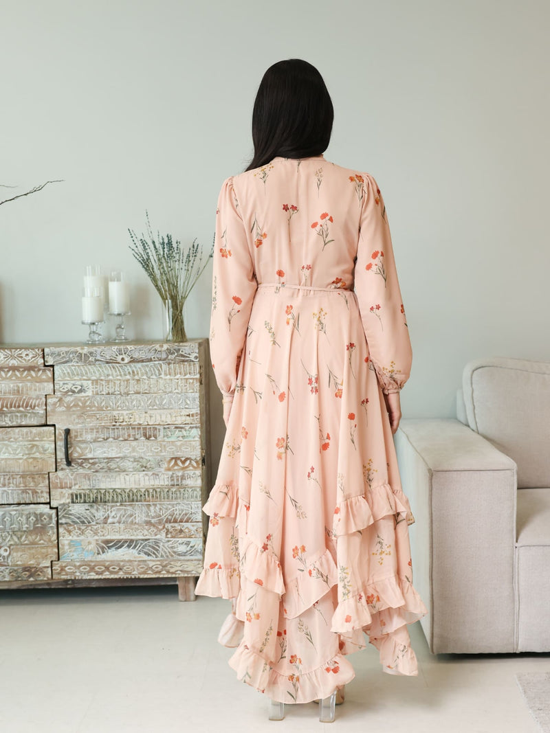 Marigold Peach Frill Dress