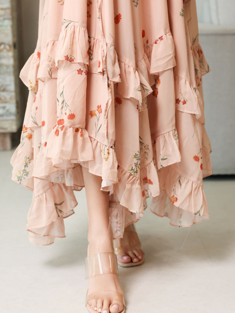 Marigold Peach Frill Dress