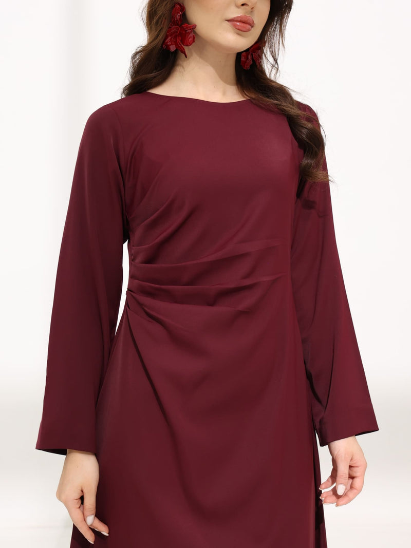 Cressida Maroon Pleat Long Dress
