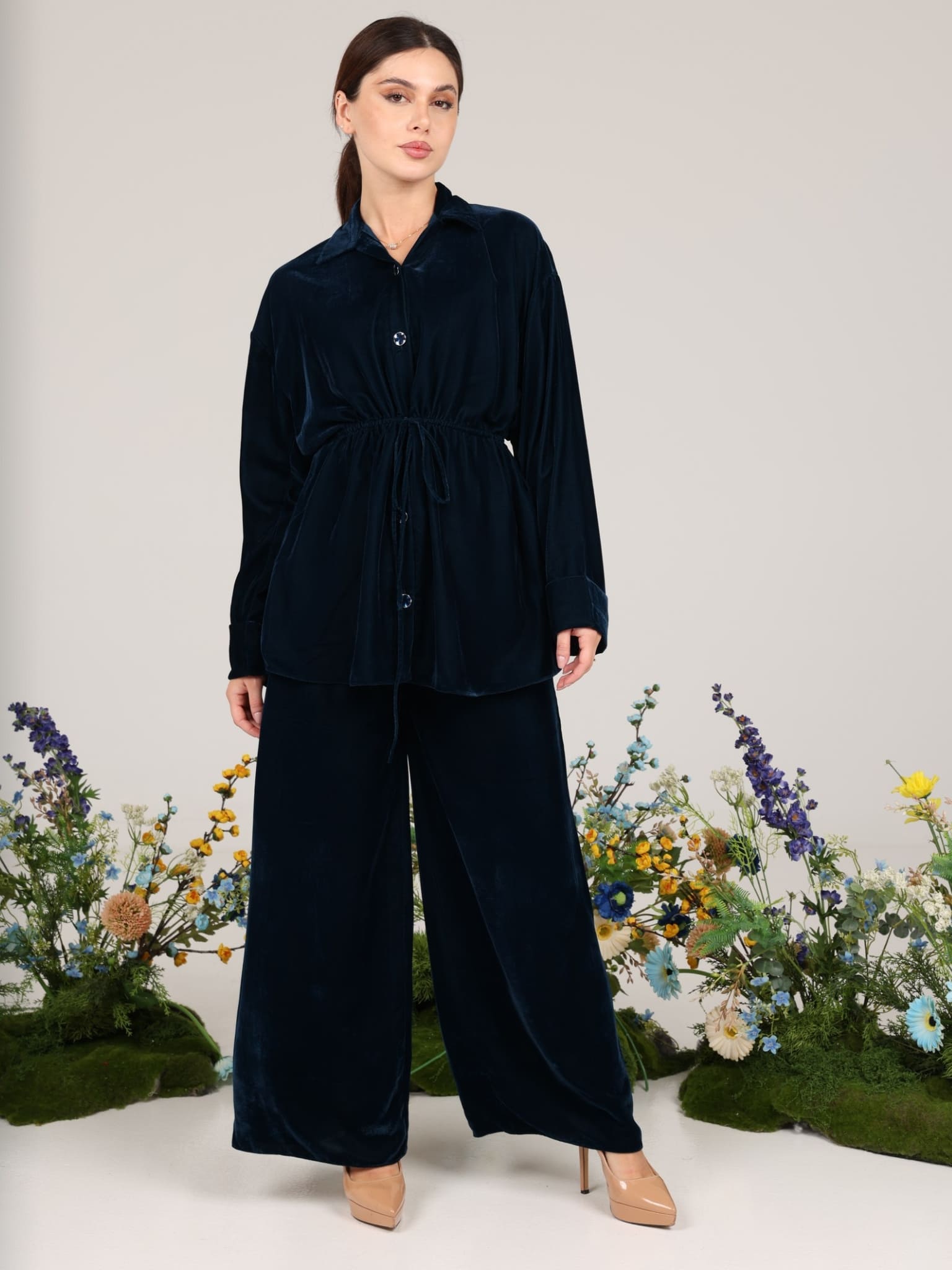 Anthea Blue Velvet Co Ord Set