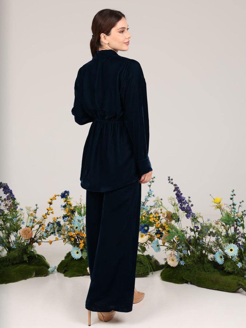 Anthea Blue Velvet Co Ord Set