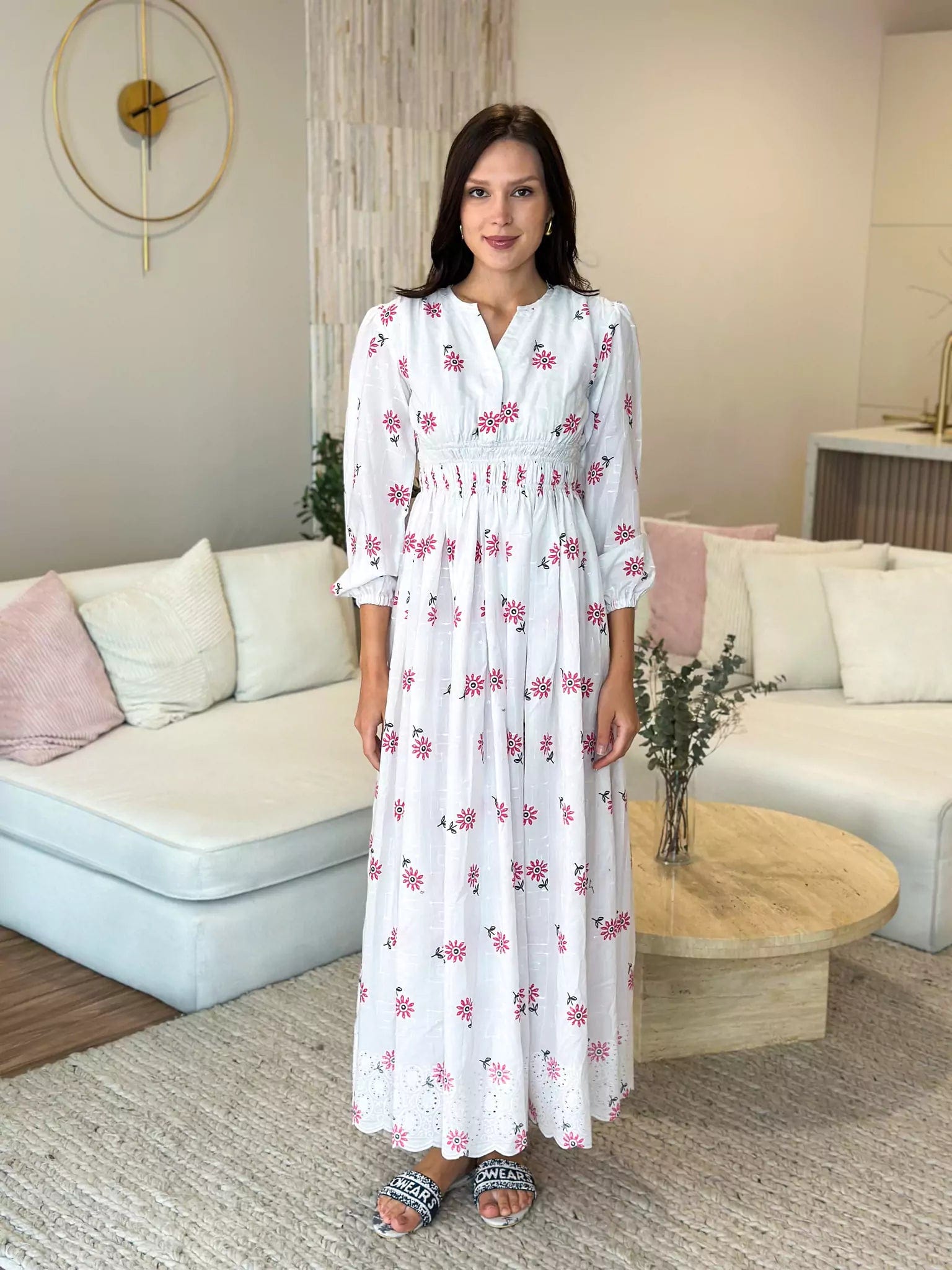 Grace Pink Cutwork Cotton Dress